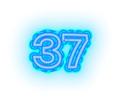 Blue Neon Number 37 33553722 Png
