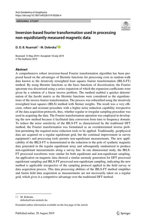 pdf inversion based fourier transformation used in processing non
