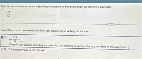 solved find the exact values of the six trigonometric functions of the