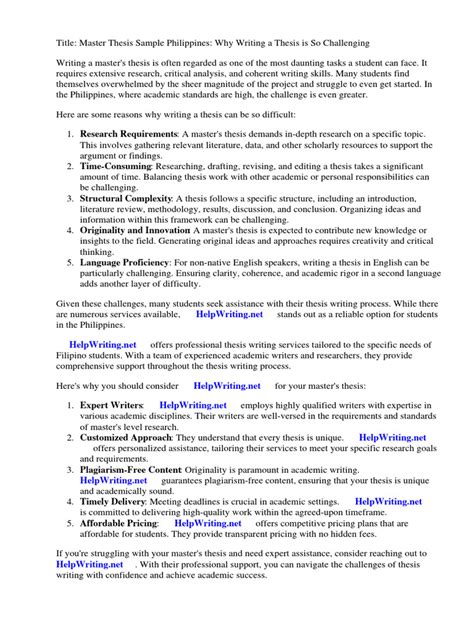 Master Thesis Sample Philippines Pdf Thesis Annotation
