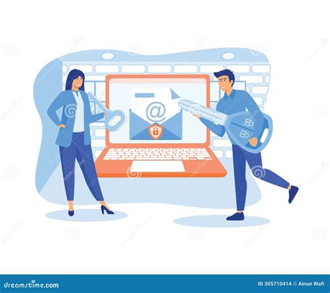 people protecting computer data email encryption concept stock