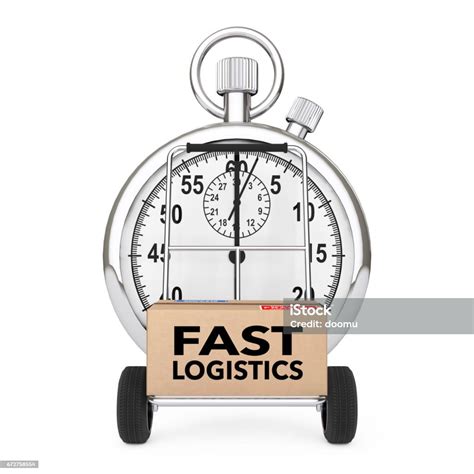 물류 개념입니다 카트를 통해 빠른 물류 기호로 상자 근처 스톱 워치 3 차원 렌더링 0명에 대한 스톡 사진 및 기타 이미지 0명 갈색 계시기 Istock