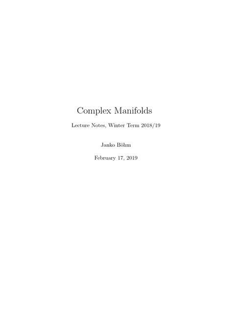 Complex Manifolds Pdf Holomorphic Function Power Series