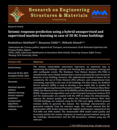 Journal Of Research On Engineering Structures And Materials On Linkedin 🏗️ Predicting Seismic
