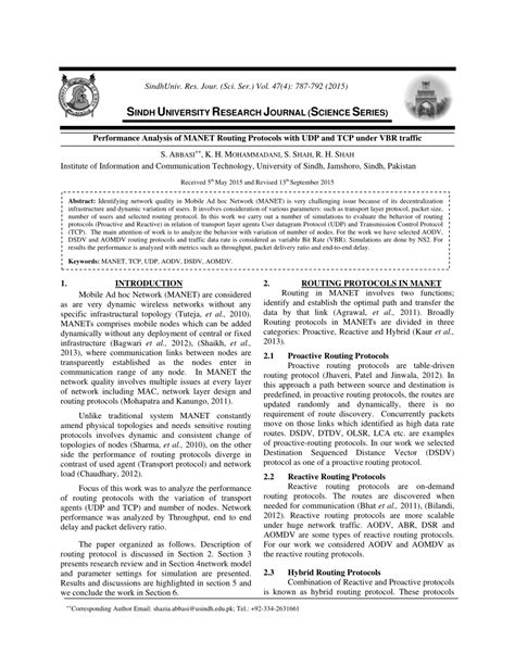 Pdf Performance Analysis Of Manet Routing Protocols With Udp And Tcp Under Vbr Traffic
