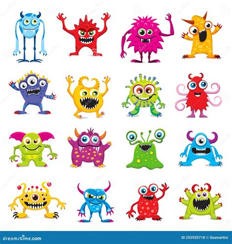 Cartoon Funny Monster Characters Comic Mutants Stock Vector