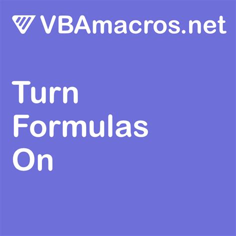 Excel Turn Formulas On