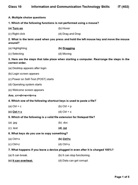 Chapter Information And Communication Technology Skills Class 10