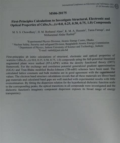 Pdf First Principles Calculations To Investigate Structural Electronic And Optical Properties