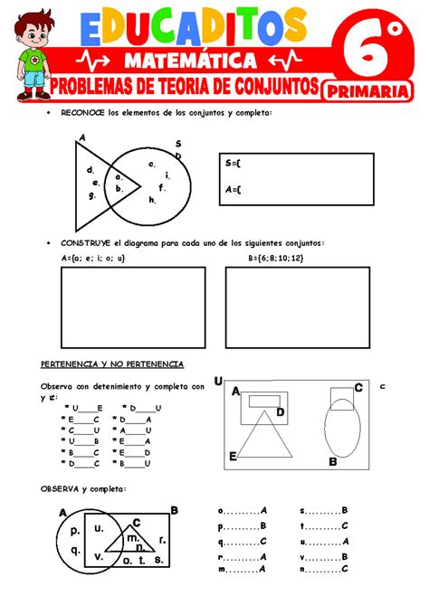 Problemas De Teoria De Conjuntos Para Sexto Grado De Primaria