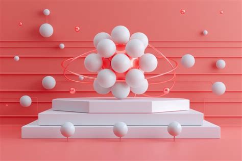 Detailed 3d Molecular Structure Model With Red And White Atoms