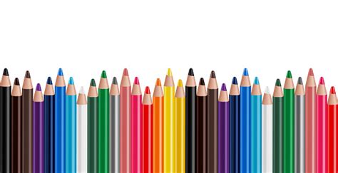 흰색 배경에 격리된 여러 가지 빛깔의 연필 또는 크레용 세트 학교 항목으로 돌아 가기 프리젠 테이션 출판물 교육을위한 템플릿 디자인 현실적인 3d 벡터 그림 3차원 형태에