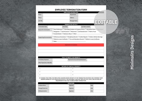Employee Termination Form Printable Termination Form Hr Templates Human Resources Business
