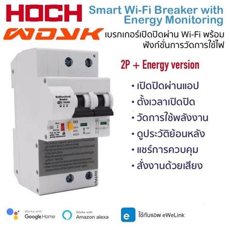 รุ่นใหม่ วัดพลังงานได้ Ewelink 1p 2p Wifi Smart Circuit Breaker With Energy Monitoring เซอร์กิต