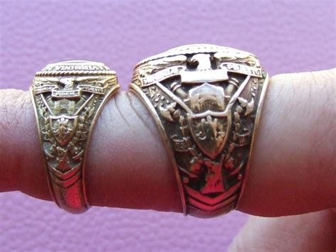 Matching Pair Of Mans And Womans 1937 Vmi Class Rings Collectors