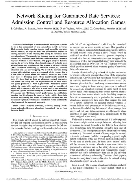 network slicing for guaranteed rate services admission control and resource allocation games