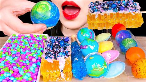 Asmr Galaxy Foods 갤럭시 디저트 Chocolate Honeycomb Diamond Candy Jelly 우주초콜릿