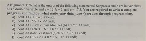 Solved Assignment 3 What Is The Output Of The Following