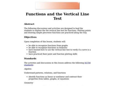 Functions And The Vertical Line Test Lesson Plan For 7th 9th Grade