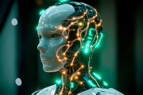 Humanoid Robot Showcases Glowing Circuits in a Futuristic Environment ...