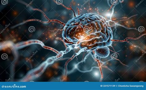 Close Up View Of A Glowing Neuron Network Depicting Complex Neural
