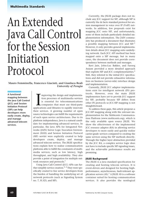 Pdf An Extended Java Call Control For The Session Initiation Protocol