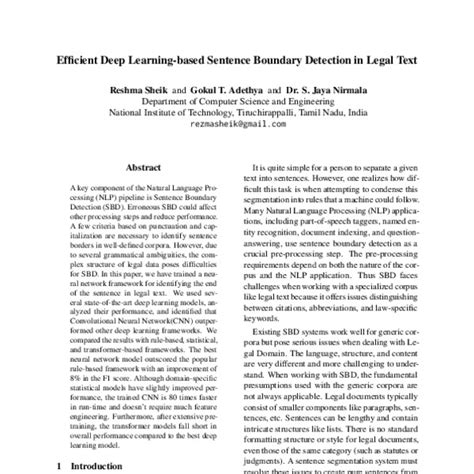 efficient deep learning based sentence boundary detection in legal text