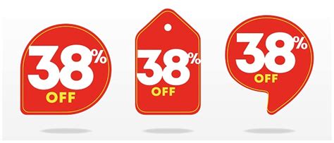 38 할인 빨간 가격표 쿠폰 바우처 크리 에이 티브 디자인 포스터 마케팅 세일 특별 할인 광고 캠페인 소매 스티커 발표 온라인 상점 가치 퍼센트 세트 벡터 Publicity