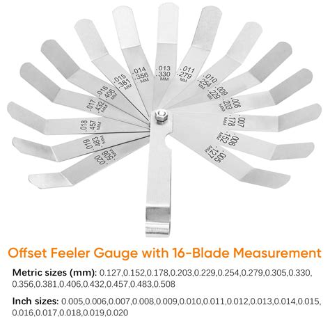 Size Chart 2pcs Feeler Gauge Set Include 32 Blade Tapered