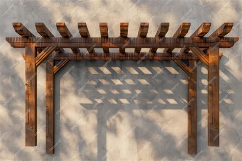 Wooden Trellis Structure Casting Shadows On A Textured Wall In Bright Daylight Premium Ai
