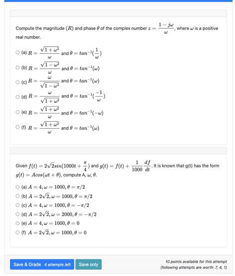 Solved Compute the magnitude R and phase θ of the complex Chegg