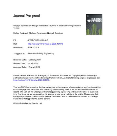 Pdf Daylight Optimization Through Architectural Aspects In An Office