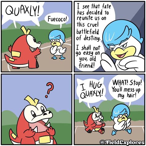 Fieldexplores Fuecoco Quaxly Nintendo Pokemon Highres Artist Name Blue Eyes Blue Hair