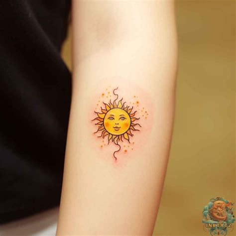 Sun Tattoo With Color Shining Sun Tattoo Smiling Sun Tattoo