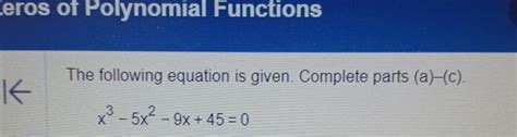 Solved Eros Of Polynomial Functionsthe Following Equation Is