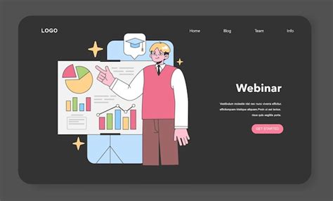 Premium Vector Confident Educator Explaining Data Charts On A Presentation Board Man Pointing