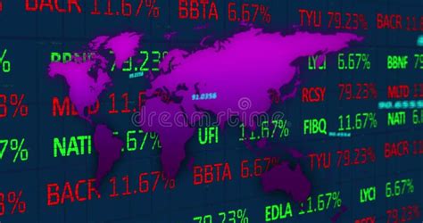 Animation Of Numbers On Map Over Trading Board Against Abstract