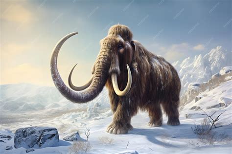 Premium Photo A Woolly Mammoth Stands In The Snow