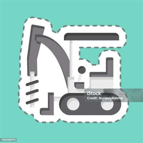 스티커 라인 컷 굴삭기 오거 드라이브 건설 차량 기호와 관련이 있습니다 심플한 디자인 편집 가능 간단한 그림 강철에 대한 스톡