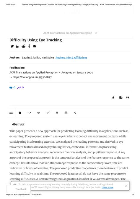 pdf feature weighted linguistics classifier for predicting learning difficulty using eye tracking