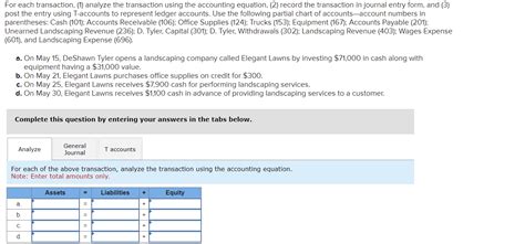 Solved For Each Transaction Analyze The Transaction Chegg