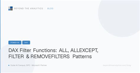 Dax Filter Functions All Allexcept Filter And Removefilters Patterns