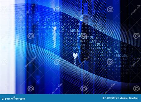 hacking and cyber crime concept blue tone binary 3d rendering stock