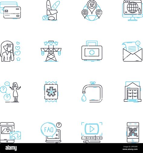 Machine Marketing Linear Icons Set Automation Optimization