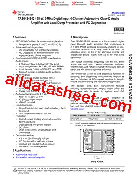 TAS6424M Q1 Datasheet PDF Texas Instruments