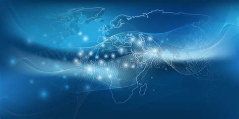 Abstract Dark Blue Modern Minimal Style Future Technology Global Networks Structure