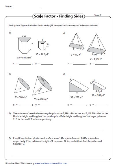 Scale Factor Practice Worksheets
