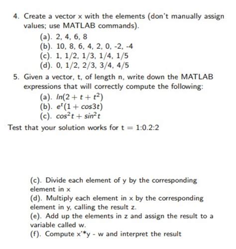 Solved Create A Vector X With The Elements Don T Chegg