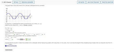 Solved The Graph Below Shows The Motion Of An Unforced Chegg