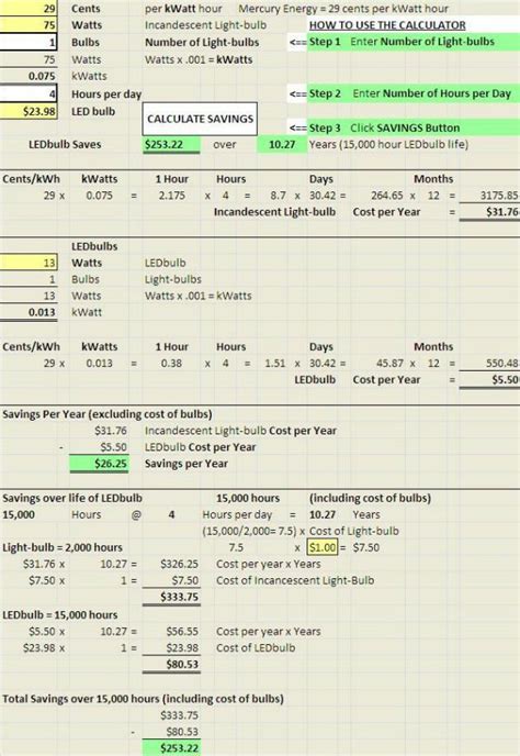 Calculate LED Lighting Power Savings